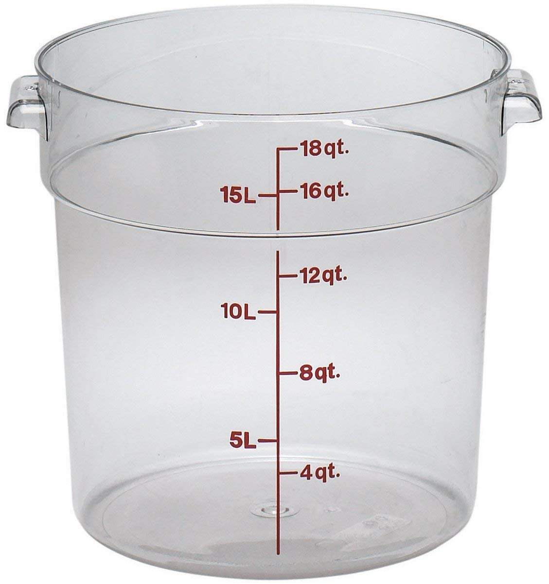 Cambro RFSCW18 18 qt Capacity, 14-7/8" Top Diameter x 12" Height, Camwear Clear Polycarbonate Round Food Storage Container (Cover Sold Separately)