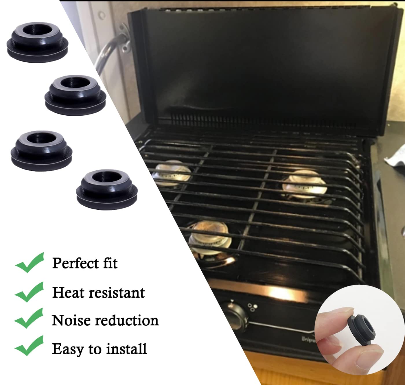 RV Stove Grommets Kit for Magic Chef Stove Grates, RV Stove Rubber Grommets Protect Your Suburban Stove Top From Scratches (8 Pack)