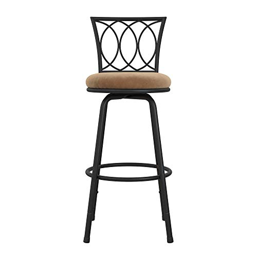 DHP Alfie Upholstered Seat Swivel, Tan Microfiber, Set of 3 Barstool