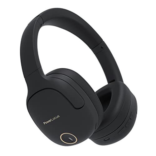 PowerLocus Bluetooth Headphones Over Ear, [Bass-Mode Button] Wireless Headphones, Foldable Hi-Fi Stereo, Soft Memory Foam Earmuffs, Metal Extendable Sides, Headset with Microphone for Phone/PC/TV