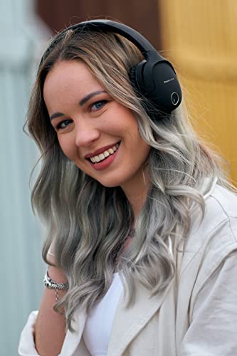 PowerLocus Bluetooth Headphones Over Ear, [Bass-Mode Button] Wireless Headphones, Foldable Hi-Fi Stereo, Soft Memory Foam Earmuffs, Metal Extendable Sides, Headset with Microphone for Phone/PC/TV
