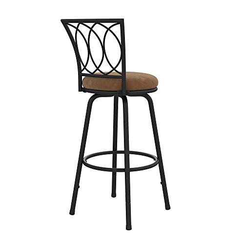 DHP Alfie Upholstered Seat Swivel, Tan Microfiber, Set of 3 Barstool