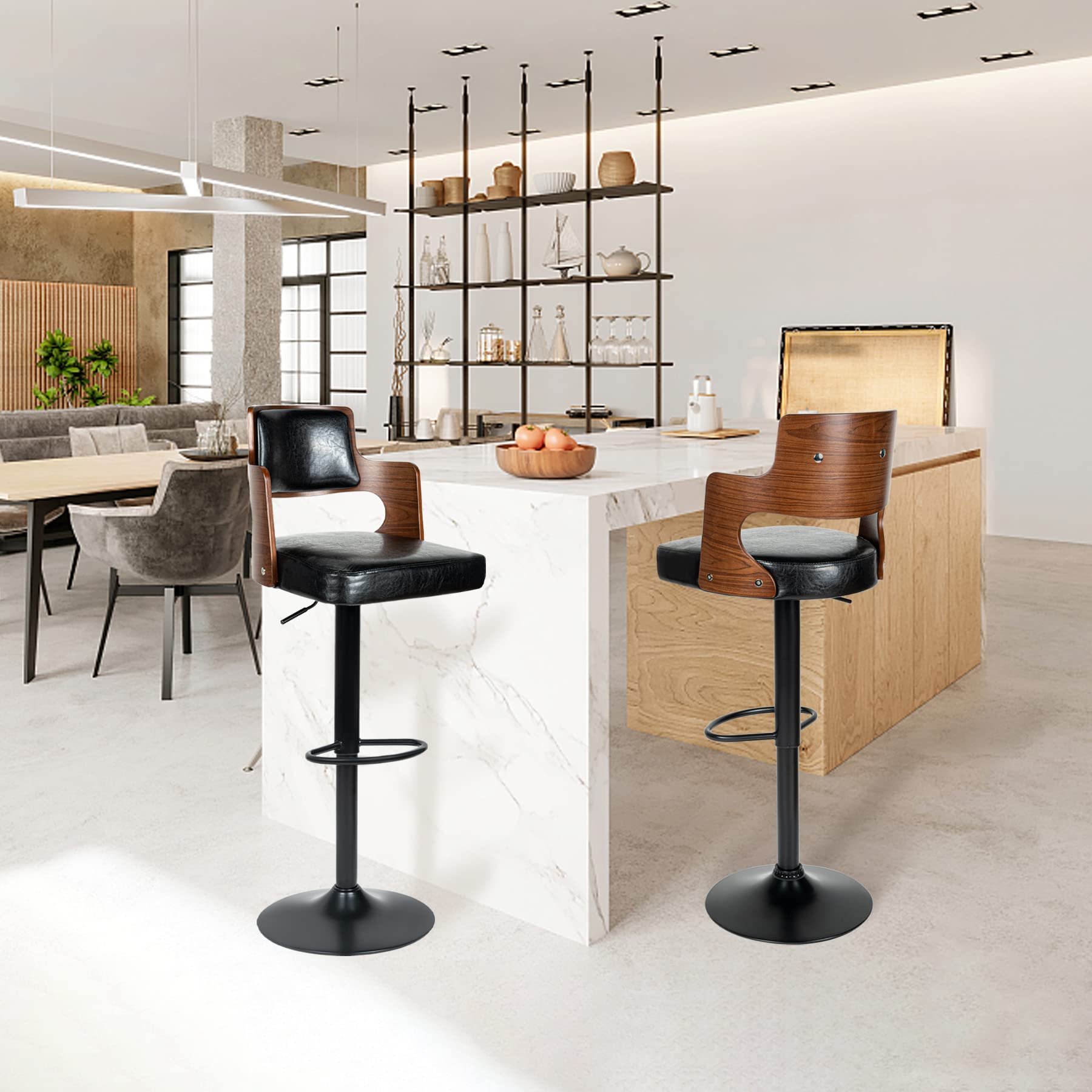 Miereirl Bar Stools 01019 Black Set of 2