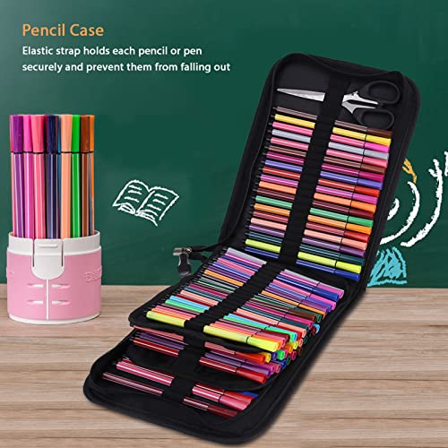 Pencil Case for Canvas Folding Bag 72 Slots Pen Pen for Holder Cloth Pen Pen for Organizer Pen Pen Pen Stand Pen Pencil Marker Cases (120 pieces folding bag (black))