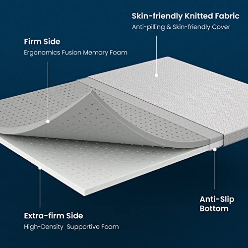 BedStory Extra Firm Mattress Topper 2 Inch Twin Size - Firm Memory Foam Bed Topper for Back Pain Relief
