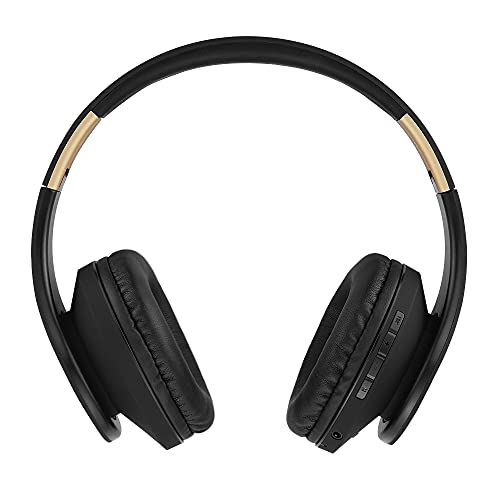 PowerLocus Bluetooth Headphones Over Ear, Wireless Headphones with Microphone, Foldable Headphone, Soft Memory Foam Earmuffs & Lightweight, Micro SD/TF, FM Radio for iPhone/Android/Tablet/PC/TV (Gold)