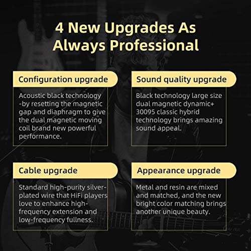 Earbuds Wired Headphones, 1BA+1DD Hybrid Technology in Ear Monitor HiFi Bass Noise Cancelling Earphone KZ ZSN Pro X (No mic,Black)