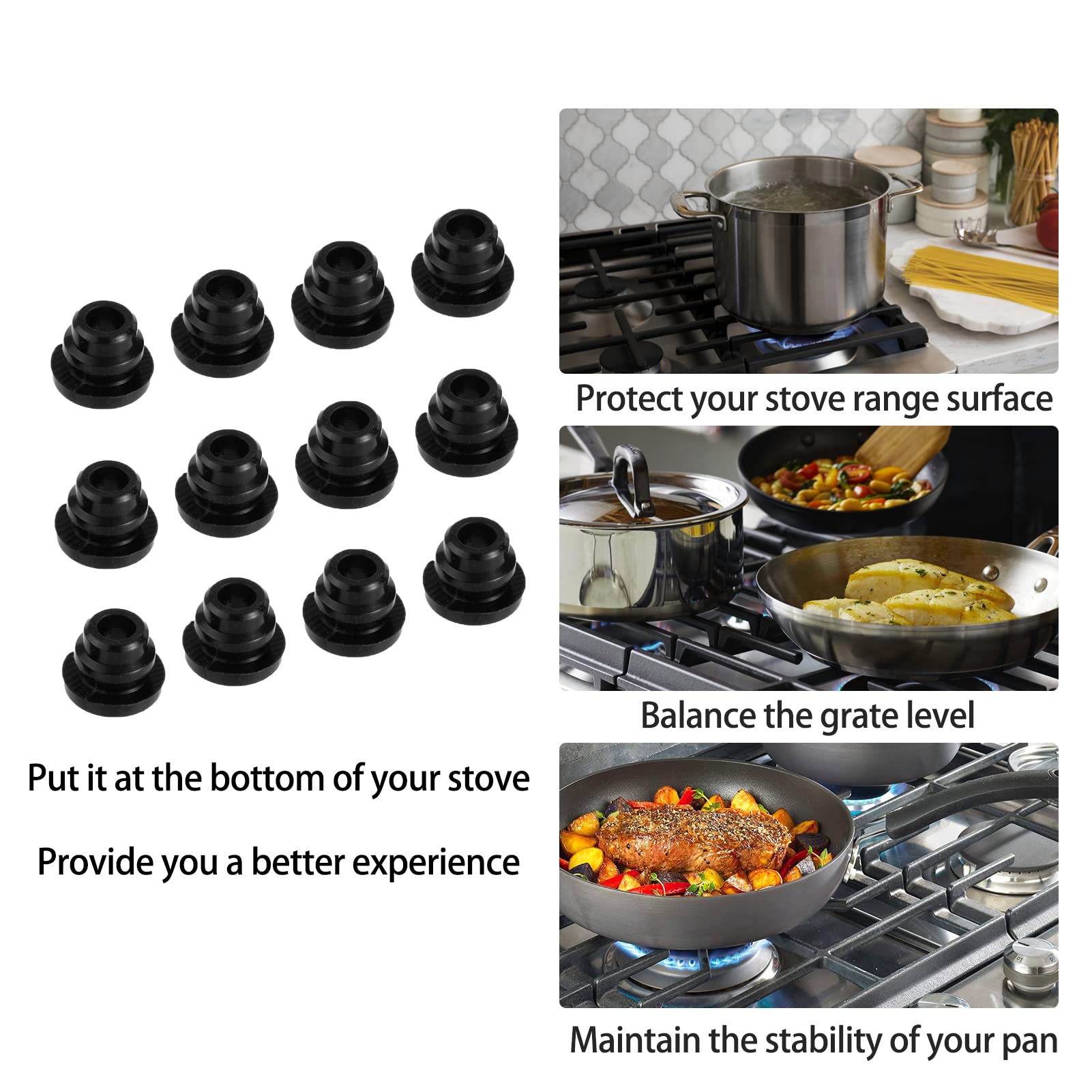 SMEV 50805 RV Stove Parts Grommets for Dometic Stove Top Parts D21 Cooktop Grate Rubber Grommets Replacemet RV Stove top rubber bumpers Dometic Stove Protector Range Burner Grate Rubber Feet Pad 12Pcs