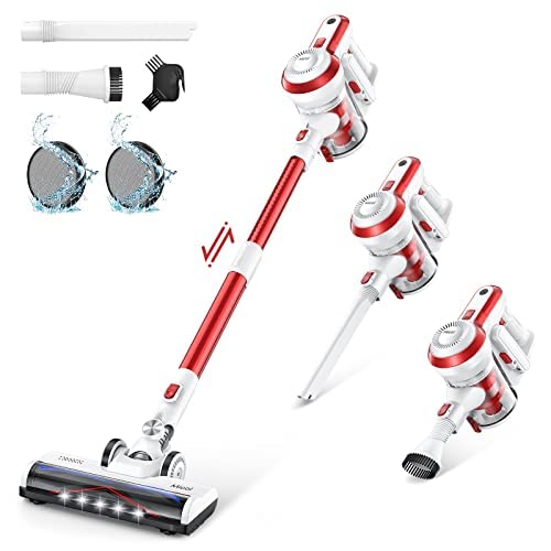 Micol Cordless Vacuum Cleaner, Lightweight Stick Vacuum with 2 Modes Powerful Suction, Max 38mins Runtime, Detachable Battery, 6 in 1 Household Vacuum Cleaner for Home Hard Floor Carpet Pet Hair Car