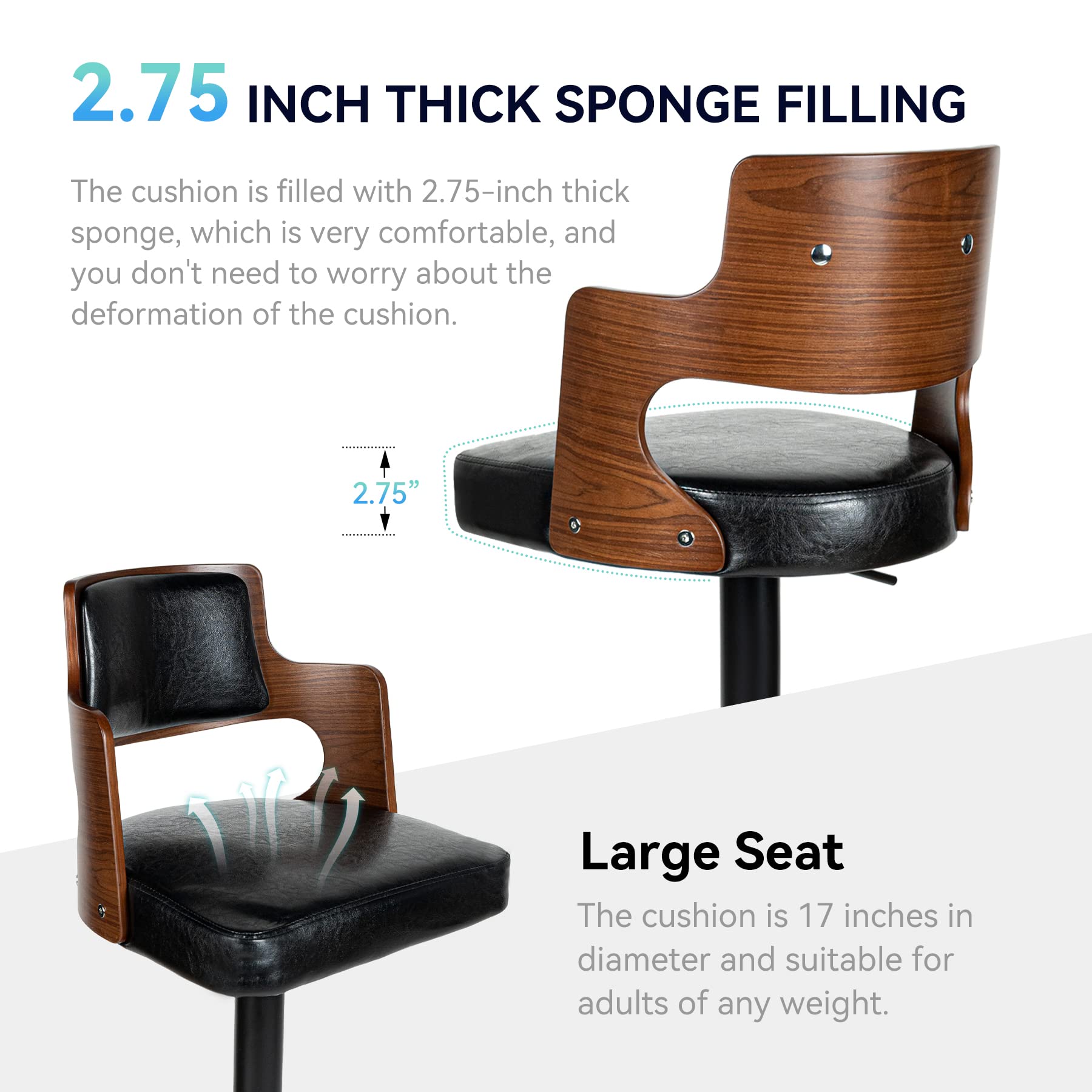 Miereirl Bar Stools 01019 Black Set of 2