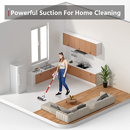 Micol Cordless Vacuum Cleaner, Lightweight Stick Vacuum with 2 Modes Powerful Suction, Max 38mins Runtime, Detachable Battery, 6 in 1 Household Vacuum Cleaner for Home Hard Floor Carpet Pet Hair Car