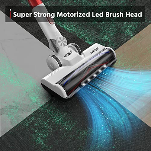 Micol Cordless Vacuum Cleaner, Lightweight Stick Vacuum with 2 Modes Powerful Suction, Max 38mins Runtime, Detachable Battery, 6 in 1 Household Vacuum Cleaner for Home Hard Floor Carpet Pet Hair Car