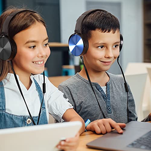 Premium Classroom Headphone with Microphone (5 Pack) - Kids Wired Earphones with Mic for School Students K-12 & Teachers, Soft Swivel On Ear Pads- Perfect for E-Learning, Meetings, Calls -(Colorful)
