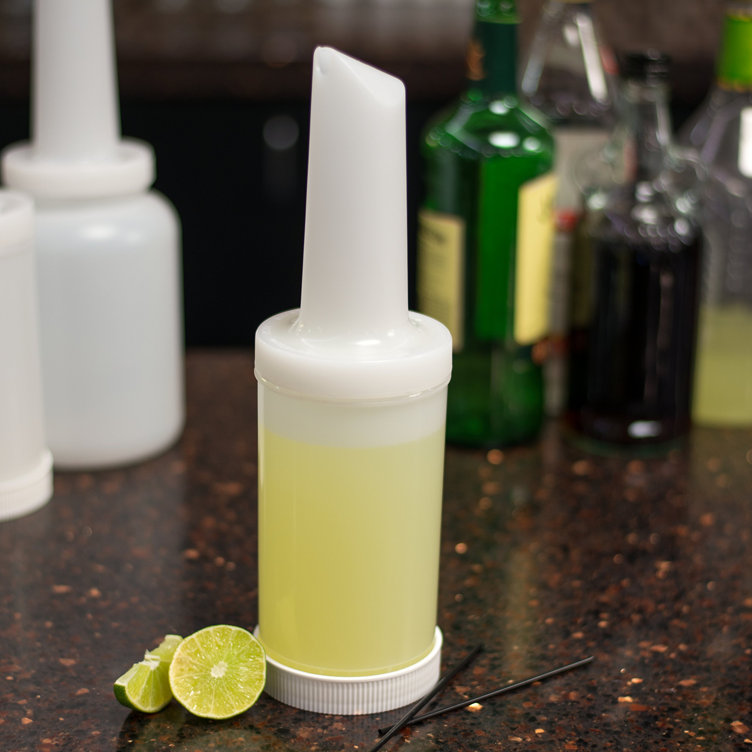 Carlisle FoodService Products Pourplus Store 'N Pour Complete Quart Set Neck, Container, and Cap for Bar, Kitchen, and Restaurant, Plastic, 32 Ounces, White