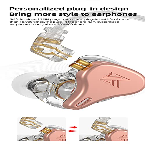 KZ x HBB DQ6S in-Ear Monitors Made for Music Lovers Wired Headset/Headphones Detachable Earphone HiFi Noise-canceling Earbuds (Gray (Without mic))