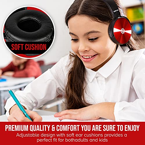 Premium Classroom Headphone with Microphone (5 Pack) - Kids Wired Earphones with Mic for School Students K-12 & Teachers, Soft Swivel On Ear Pads- Perfect for E-Learning, Meetings, Calls -(Colorful)
