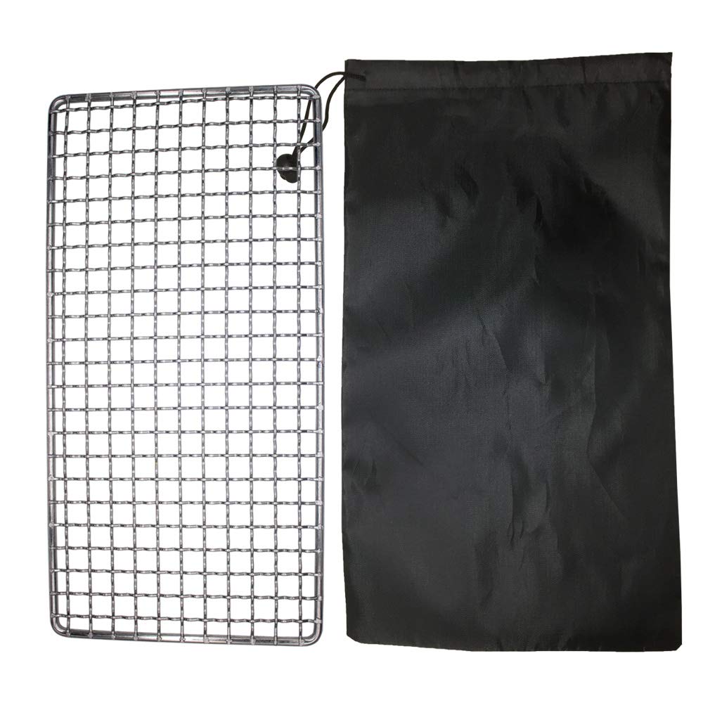 ZipSeven Camping Bushcraft Backpacker Grill Welded Stainless Steel Campfire Cooking Grate High Strength Outdoor Mesh Gear for Camping, Hiking, and Backpacking with Carrying Bag