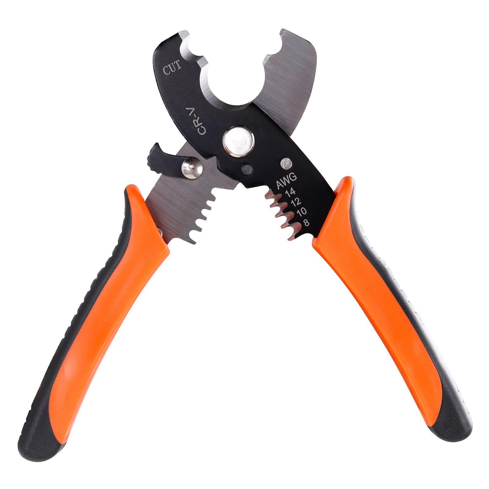 7in Cable Cutter Wire Stripper 8-14 AWG, Heavy Duty for Aluminum Copper, Communication Cables Wire Stripping Tool And Multi-Function Hand Tool,Professional Handle Design 518020A