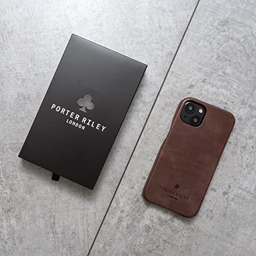 Porter Riley - Leather Case for iPhone 12 Mini (5.4"). Premium Genuine Leather Slimline Back Case (Chocolate Brown)