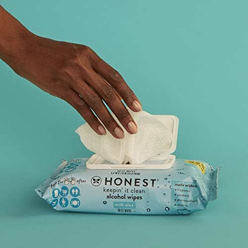 The Honest Company Sanitizing Alcohol Wipes, Unscented, 50 Count (Pack of 3)