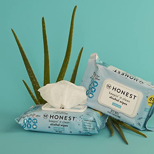 The Honest Company Sanitizing Alcohol Wipes, Unscented, 50 Count (Pack of 3)