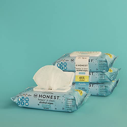 The Honest Company Sanitizing Alcohol Wipes, Unscented, 50 Count (Pack of 3)