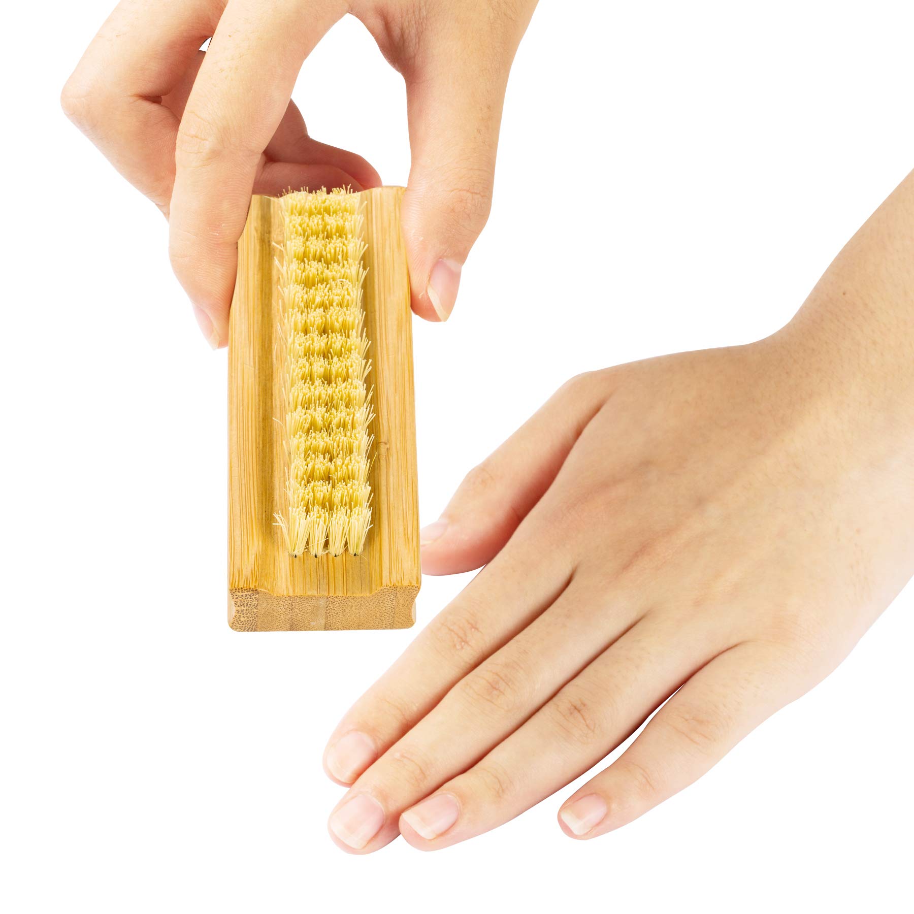 GREENTH PRO Bamboo Nail Brush,2PCS Two-side Firm Nature Wooden Sisal Scrub Brush for Toes and Nails,Cleaning Nail Brush