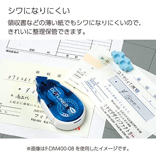 KOKUYO Glue Tape for Scrapbooking, 10 Pack 52.5 Ft x 0.33 in Double Sided Tape Roller for Crafts, Blue Dot Pattern Tape Runner, Adhesive Scrapbook Supplies. Japan Import (TA-400-08NX10)