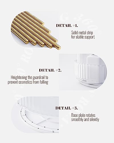 Devokimi Bathroom Organizer Countertop, Rotating Makeup Organizer for Vanity, 3 Tier Under Sink Organizer, Vanity Tray Shelf for Cosmetic, Skin Care, Perfume (Clear)