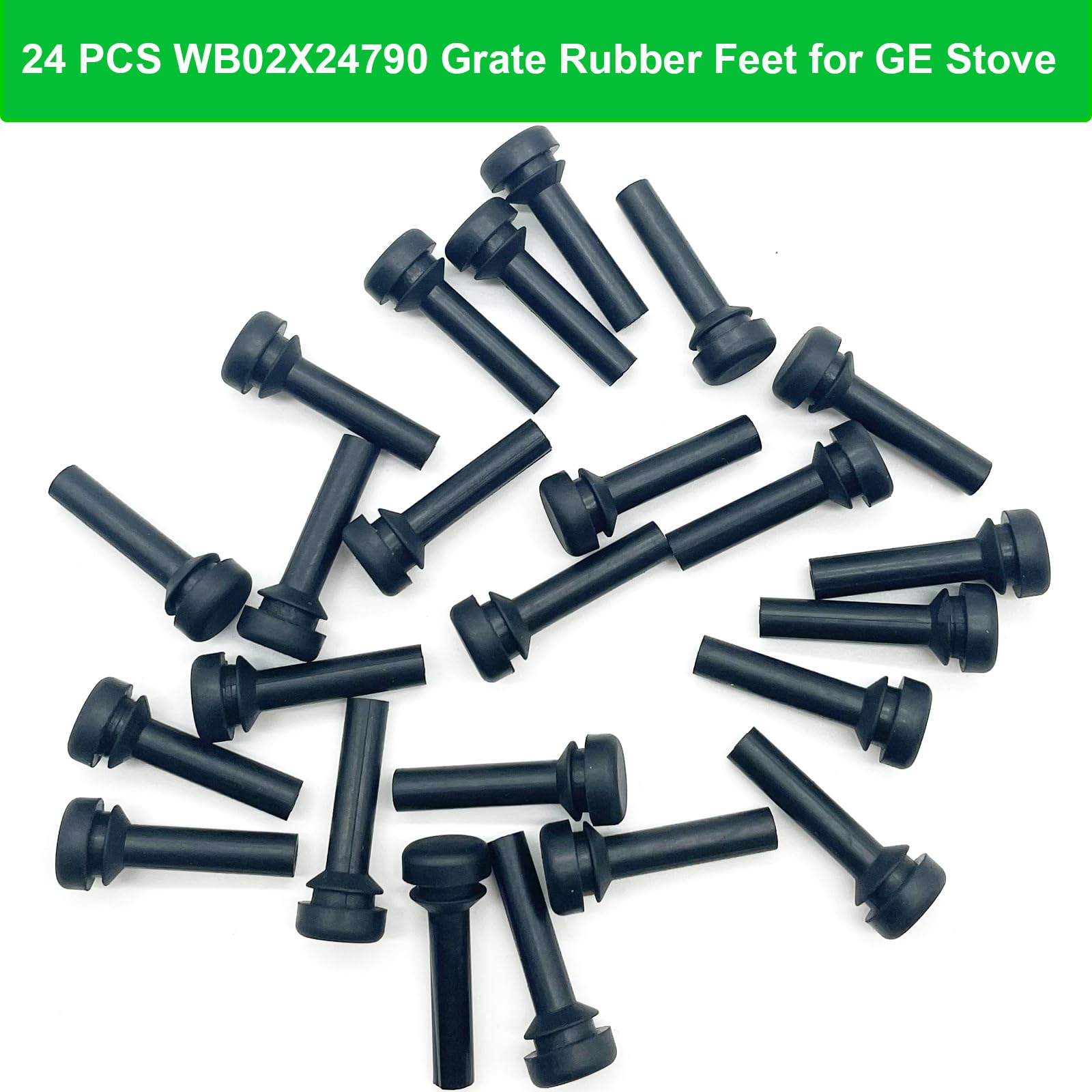 PETIT MANON 24 Pack WB02X24790 Grate Rubber Feet for GE Gas Stove Top Range Grate Feet Rubber Pads, Rubber Feet GE Stove Parts Replacement Cooktop Range Burner Grate Rubber Feet Kit