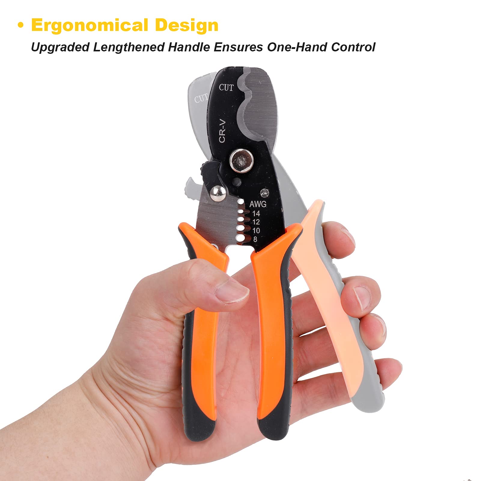 7in Cable Cutter Wire Stripper 8-14 AWG, Heavy Duty for Aluminum Copper, Communication Cables Wire Stripping Tool And Multi-Function Hand Tool,Professional Handle Design 518020A