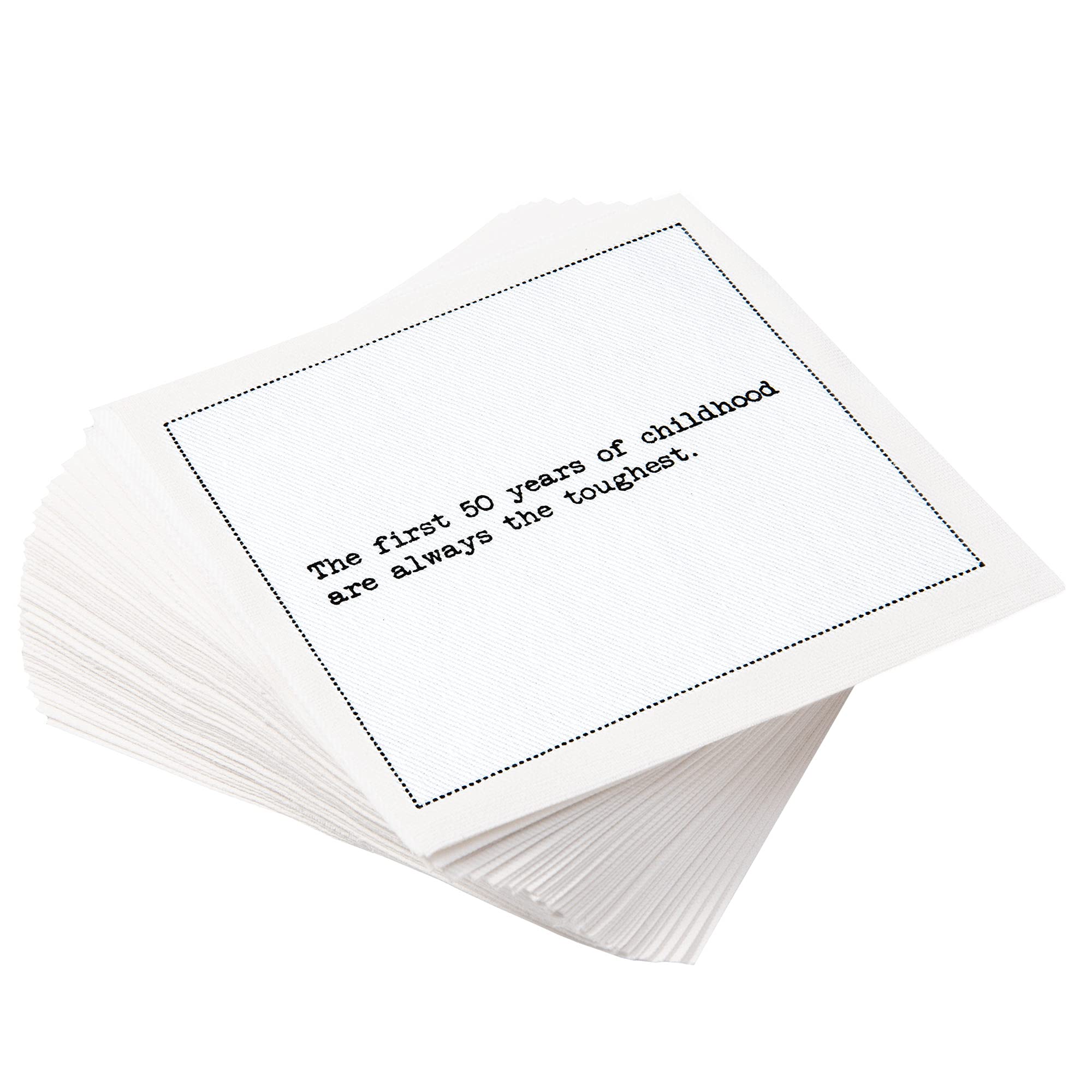 Five Star Napkins 50th Birthday Quotes White Cotton Cocktail Napkins, Beverage Napkins, Bar Napkins, Cloth Napkins, Party Napkins, Events, Holidays, Weddings, Birthdays, Disposable, 4.5" x 4.5"- (50x)