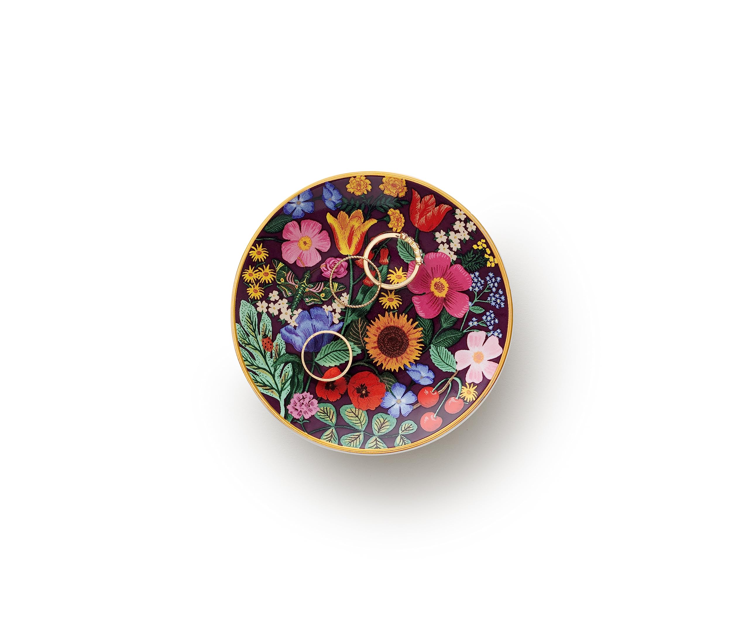 RIFLE PAPER CO. Blossom Ring Dish, Protect Your Trinkets and Jewelry, Minimize Loss, Organize Desk, Small Item Security, Keep Valuables Safe and Visible, Cute and Fashionable