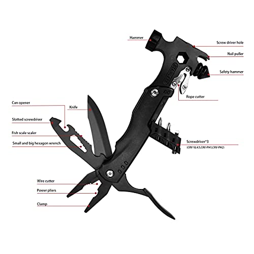 Multitool Hammer,Gift for Men, Father's Day Unique Gift from Son Daughter,Christmas Presents Stocking Stuffers for Men Husband Boyfriend, 14 in 1 Camping Gear Multi Tool, Camping Gadgets Accessories