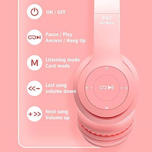 Kids Headphones, Cat Ear LED Light Up Bluetooth 5.0 Foldable Wireless Gaming Headset for Kids Adult, Comfortable Built-in Mic Noise Cancelling Over Ear Headphones(Purple)