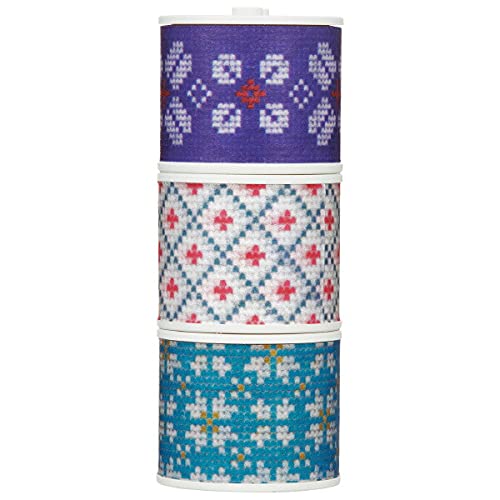 KOKUYO Bobbin Washi Tape Set, 3 Pack, Mini Masking Tape, Knit Pattern, 0.6" Wide, 9.8ft Long, Space-Saving Design, for Journals, Planners, DIY Crafts, Japan Import (T-B1115-10-3S)