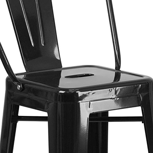 Flash Furniture Commercial Grade 30" High Black Metal Indoor-Outdoor Barstool with Removable Back