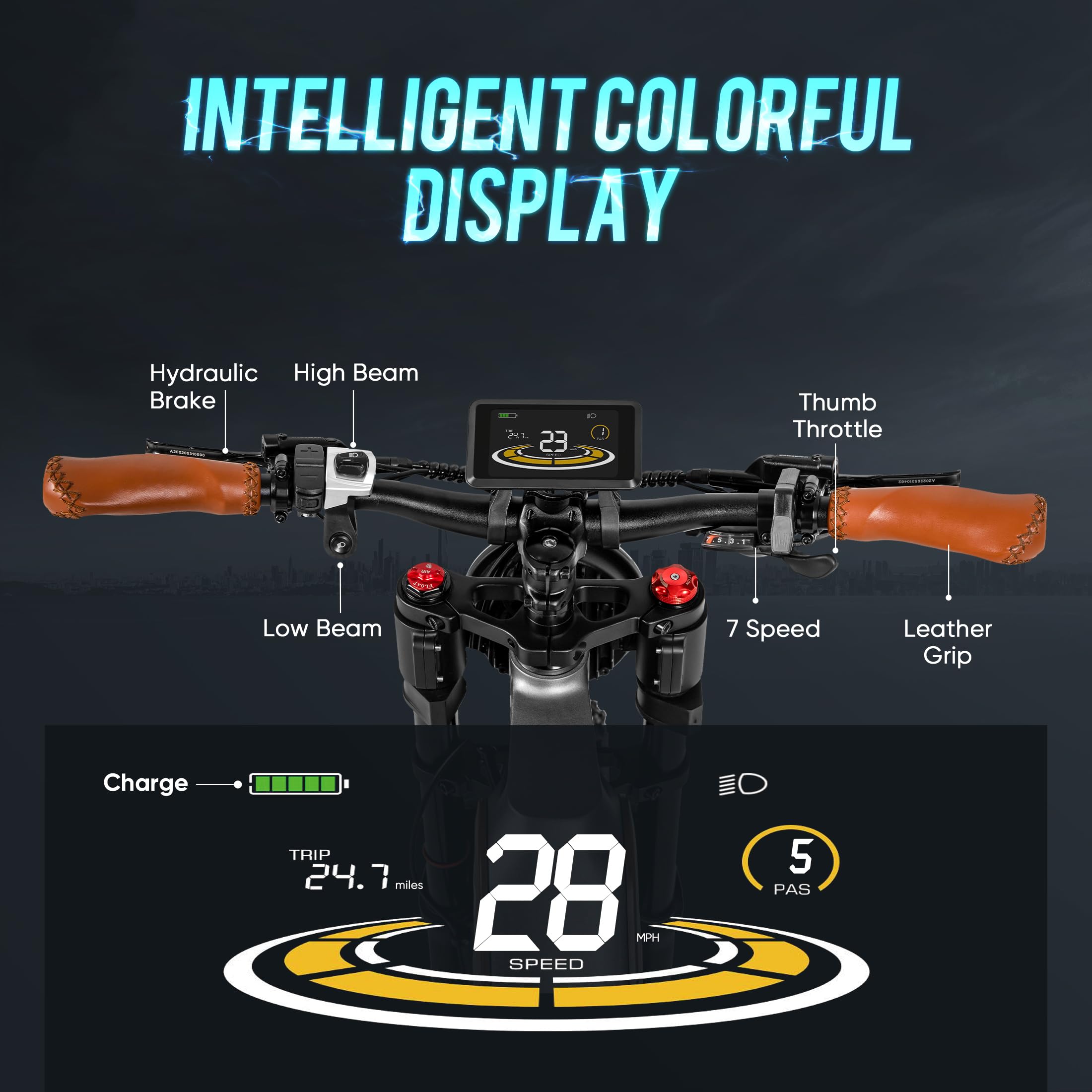 eAhora P5 (Latest Batch) Peak 1200W 20Ah Electric Bike for Adults, Fat Tire Electric Mountain Bike Downhill Full Suspension Electric Bicycle Long Range Ebike