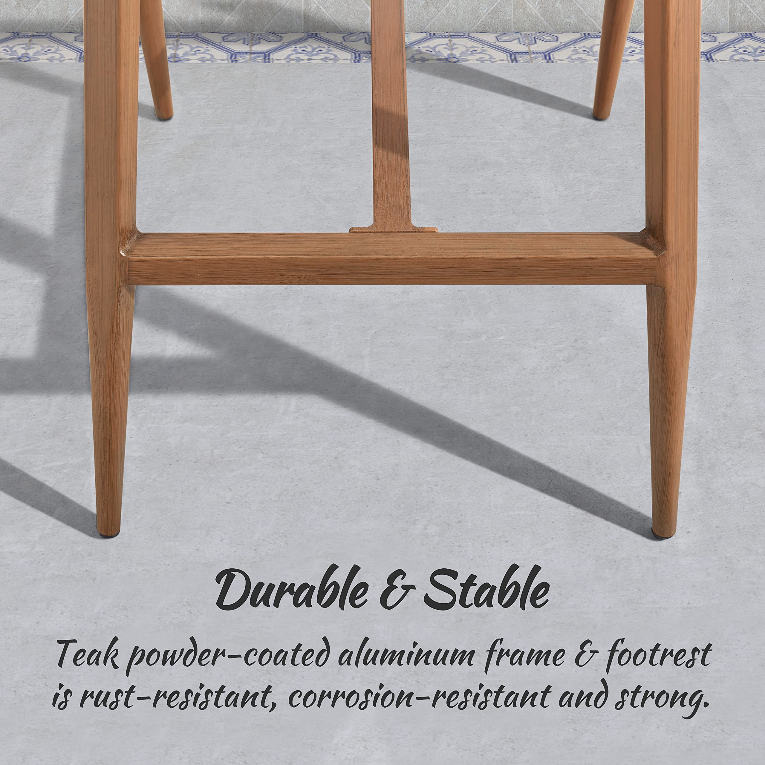PURPLE LEAF Counter Height Bar Stools Set of 4 Rattan Chair Boho Aluminum Woven Counter Stools with Back and Footrest Modern Patio Seating 24.8 Inches Outdoor Barstools