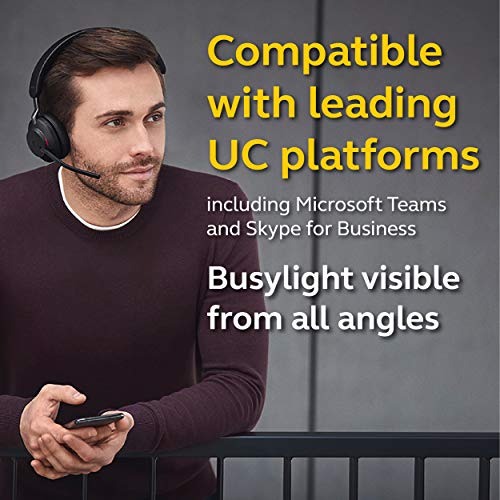 Jabra Evolve2 65 UC Wireless Headset with Link380c, Mono, Black β Wireless Bluetooth Headset for Calls and Music, 37 Hours of Battery Life, Passive Noise Cancelling Headphones