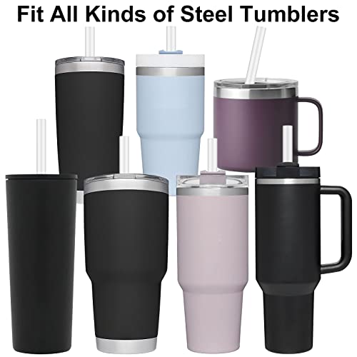 Replacement Straws for Stanley Tumbler Cups 20-40 oz, 6-Pack Reusable Thickened Plastic Clear Straws with Brush,Fit for Most Tumblers (10.4"(30oz))