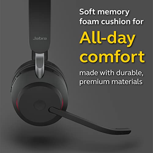 Jabra Evolve2 65 UC Wireless Headset with Link380c, Mono, Black β Wireless Bluetooth Headset for Calls and Music, 37 Hours of Battery Life, Passive Noise Cancelling Headphones