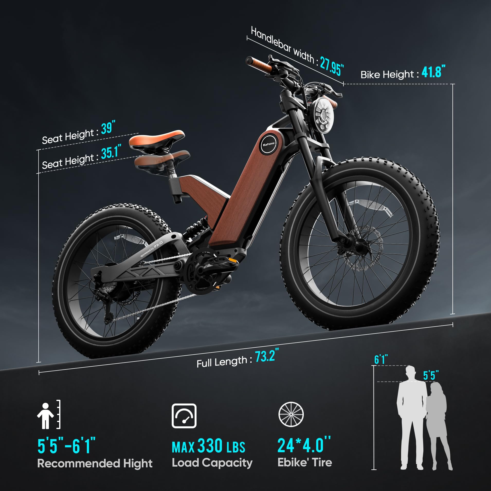 eAhora P5 (Latest Batch) Peak 1200W 20Ah Electric Bike for Adults, Fat Tire Electric Mountain Bike Downhill Full Suspension Electric Bicycle Long Range Ebike