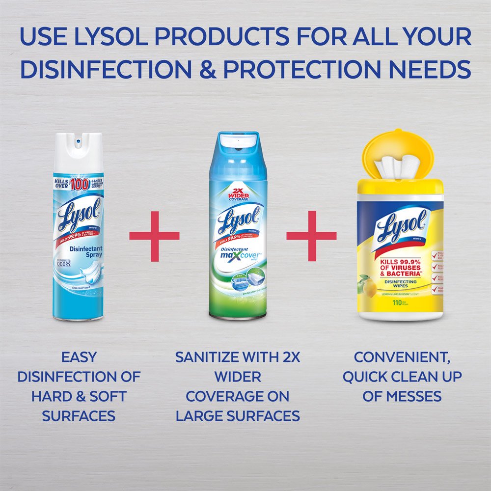 Lysol Disinfectant Wipes, Multi-Surface Antibacterial Cleaning Wipes, For Disinfecting and Cleaning, Lemon and Lime Blossom, 80 Count (Pack of 2)