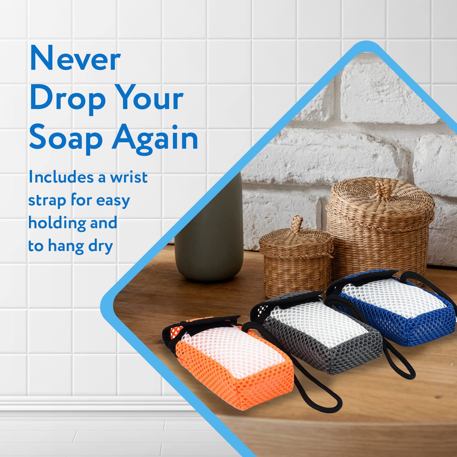 IMPRESA [3 Pack] Exfoliating Large Bar Soap Saver Pouch fits Duke Cannon Bar Soaps, Soap Scrubber Pouch Holds Up To 4.58 x 2.75 x 1.5 Inches Soaps