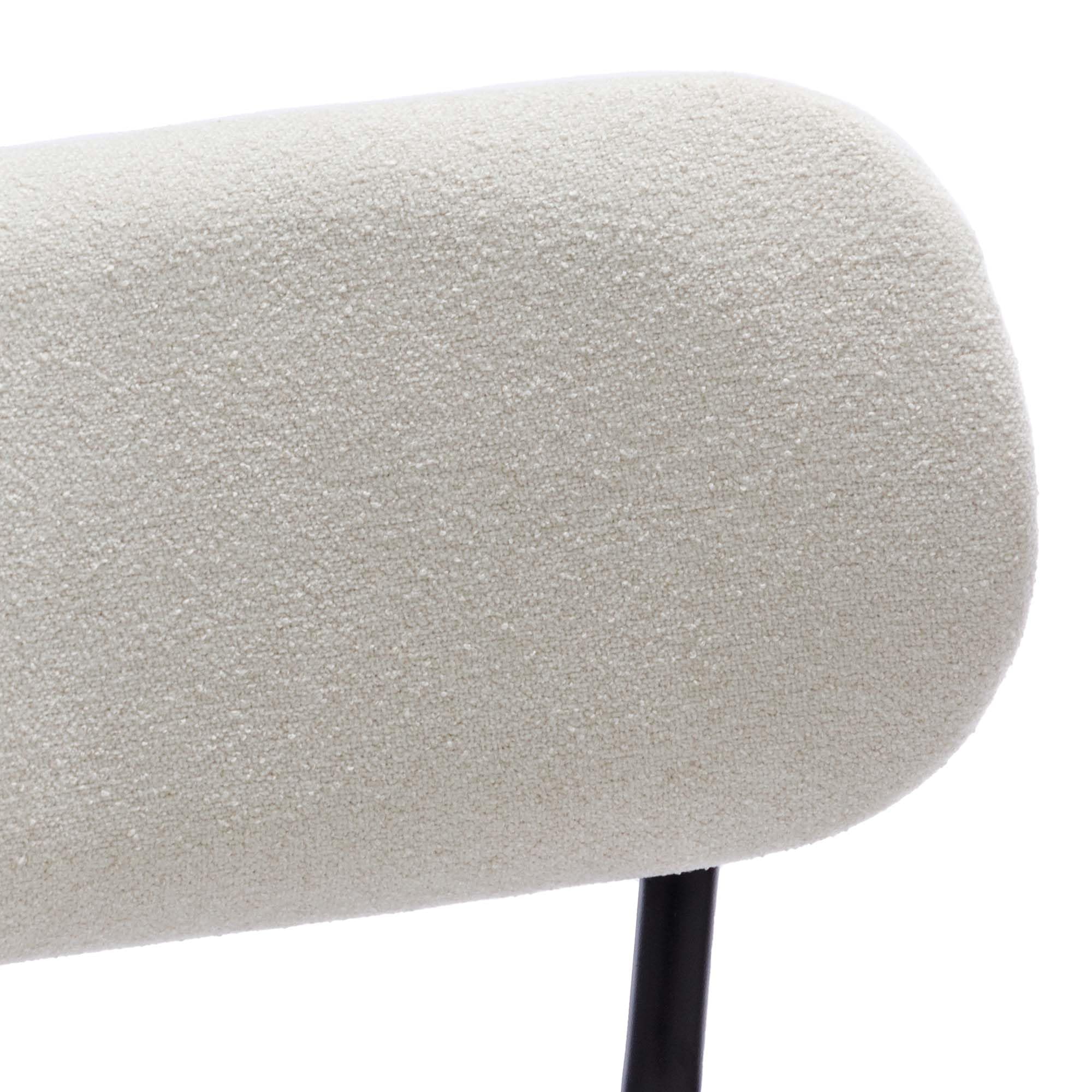 DUHOME 26'' Counter Height Bar Stools Set of 2,Upholstered Barstools with Back for Kitchen Island,Boucle Chair Bar Chairs for Dining Room Living Room,Bistro Pub,Bedroom,Cream
