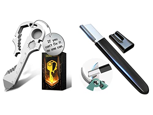 Knife Sharpener Blade Sharpening Whetstone: Pocket Sharpen Garden Tool Shears Scissors Knives Pruner Portable Knife Sharpener & Stocking Stuffers for Men Keychain Multitool - Key Shaped Pocket EDC Too