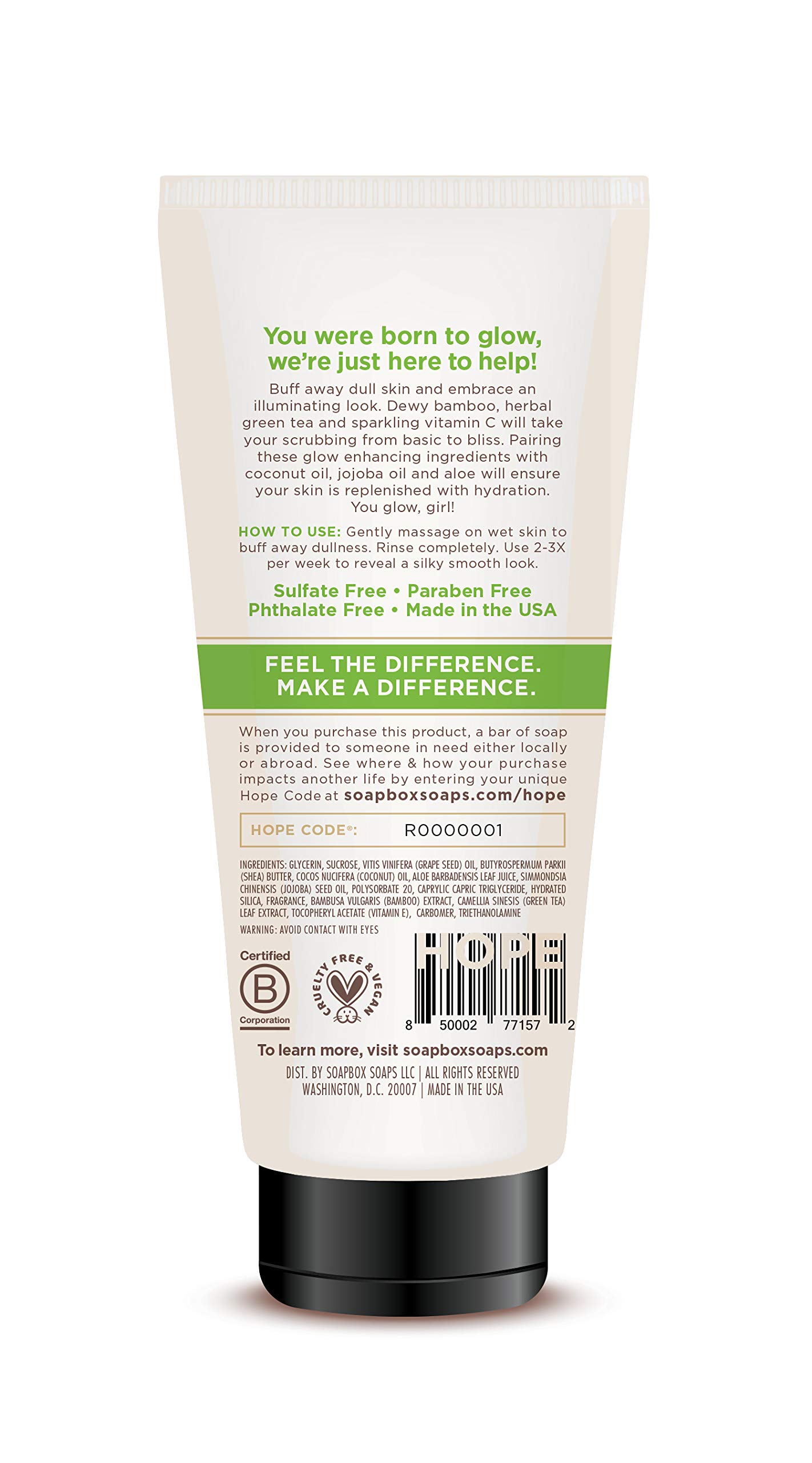 Soapbox Gentle Exfoliating Body Scrub ? Bamboo & Green Tea ? 6oz ? Moisturizing Body Scrub for Visibly Smoother Skin with Bamboo Oil, Vitamin C and Aloe Vera