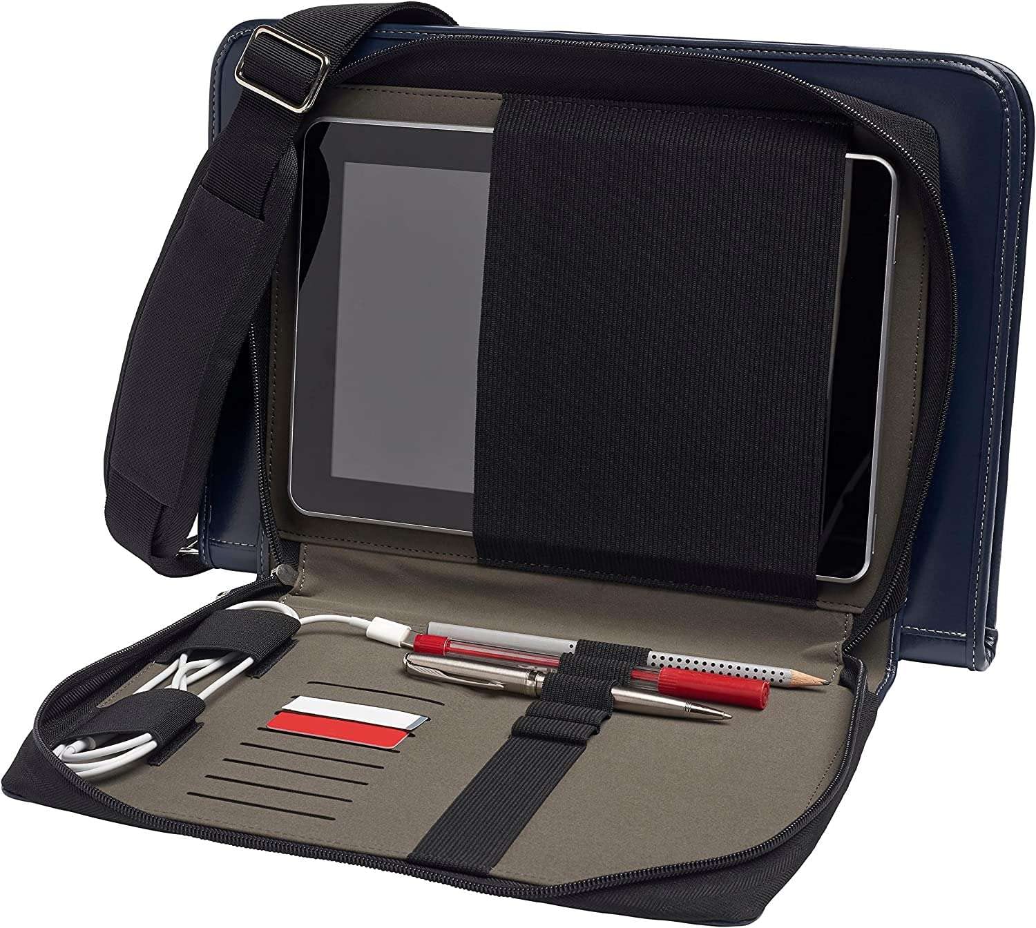 Broonel Blue Leather Laptop Messenger Case - Compatible with ASUS VivoBook 15 Thin and Light Laptop, 15.6”