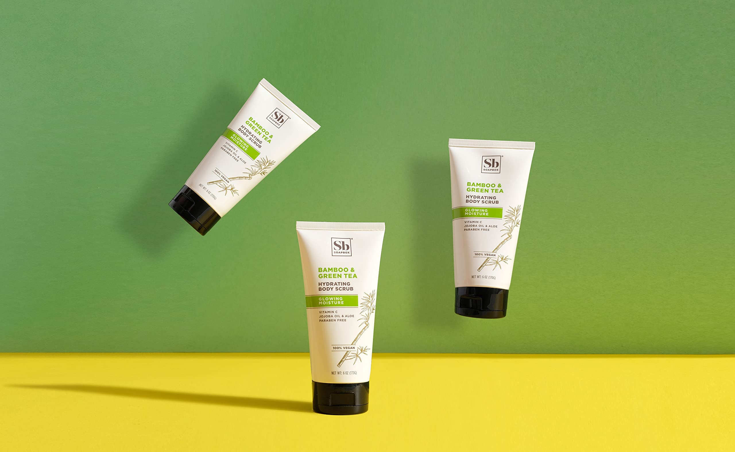 Soapbox Gentle Exfoliating Body Scrub ? Bamboo & Green Tea ? 6oz ? Moisturizing Body Scrub for Visibly Smoother Skin with Bamboo Oil, Vitamin C and Aloe Vera